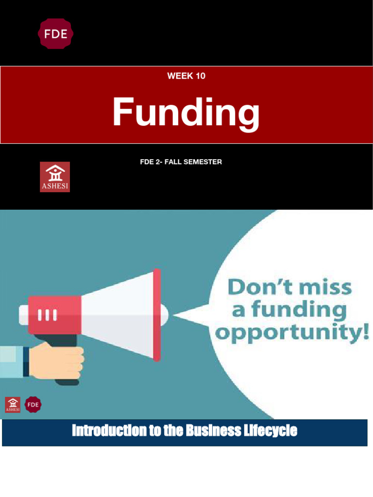 FDE II WK10 - Funding - Key Points | PDF | Banks | Venture Capital