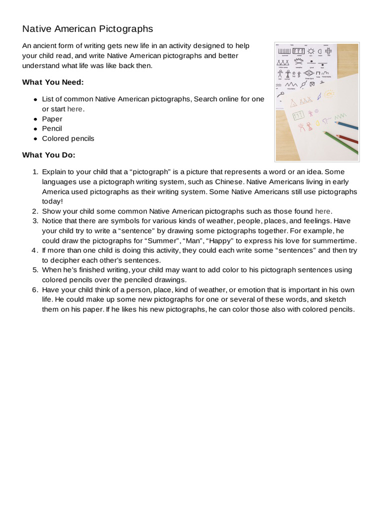 Teach Kids Native American Pictographs | PDF