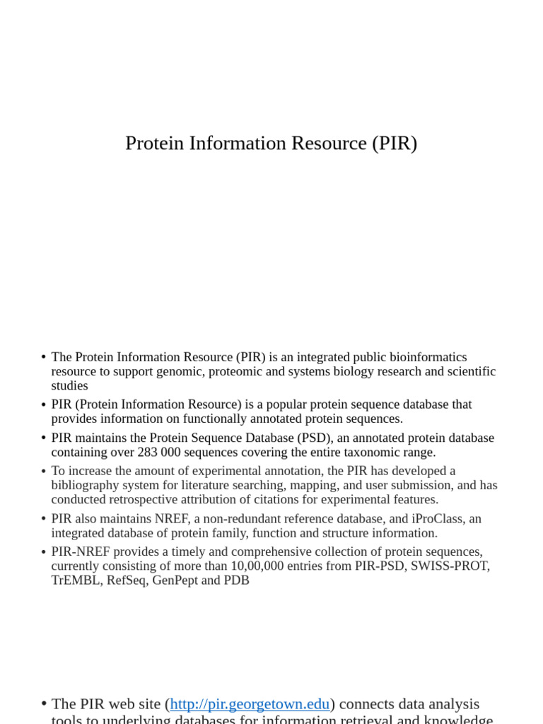 11-Protein Information Resource (PIR) - 02-09-2024 | PDF | Data ...