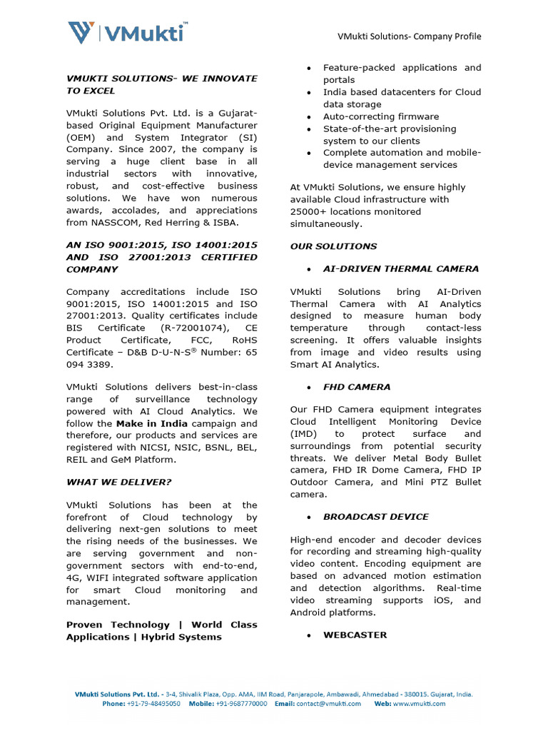 VMukti Solutions-Company Profile | PDF | Streaming Media | Video
