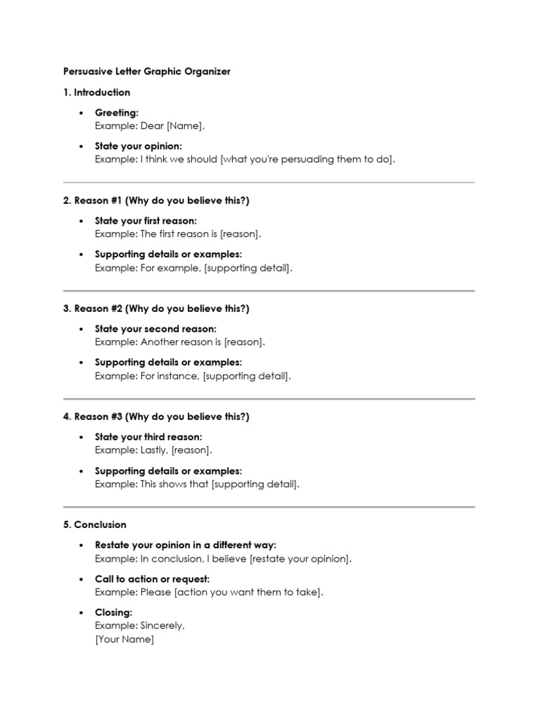 Persuasive Letter Graphic Organizer | PDF