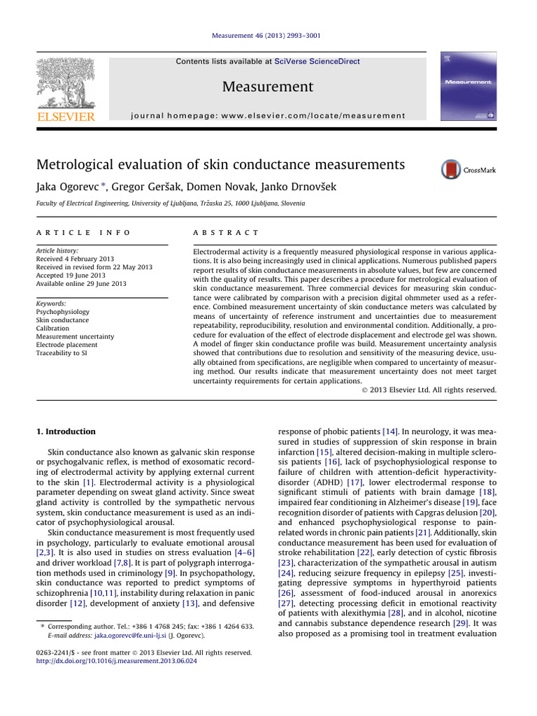 Evaluating Skin Conductance Measurement | PDF | Calibration | Metrology