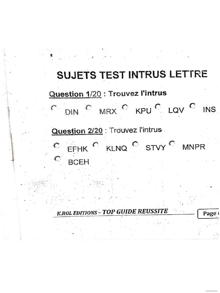 Exercices Des Intrus Lettres | PDF