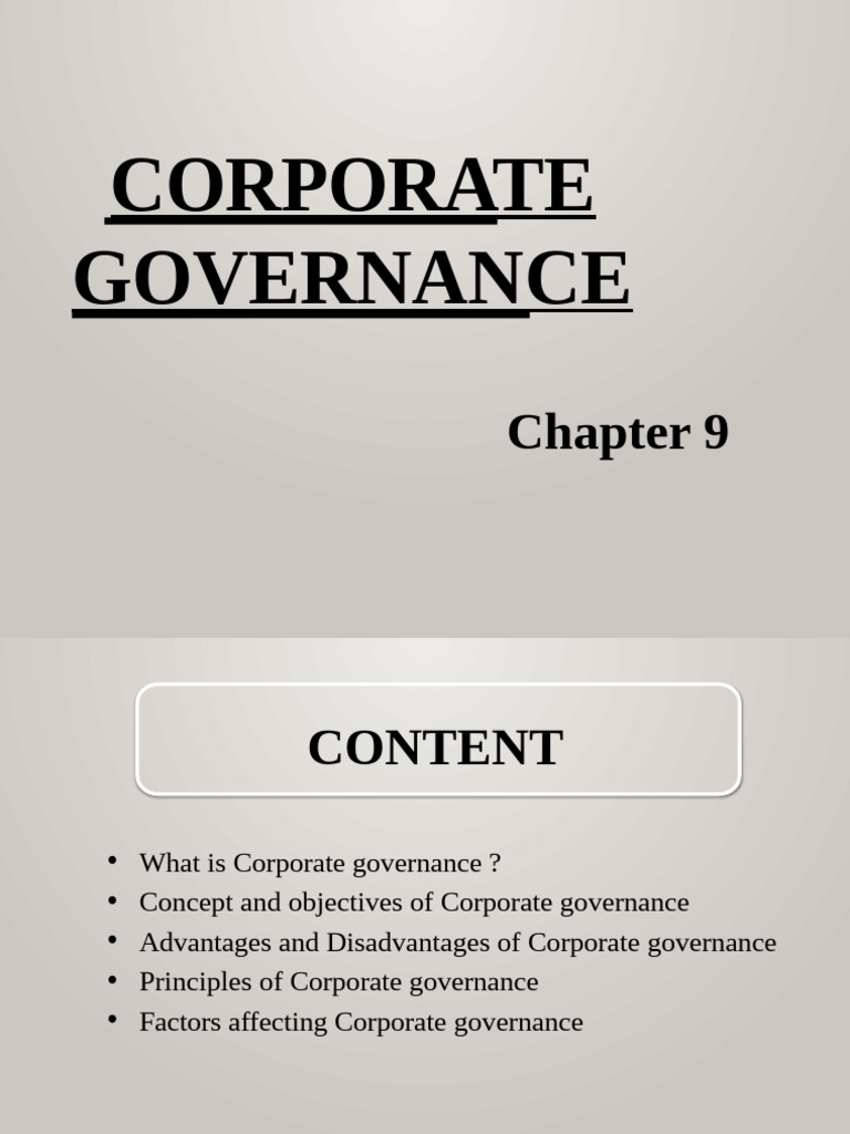 Corporate Governance Slides | PDF | Corporate Governance | Governance