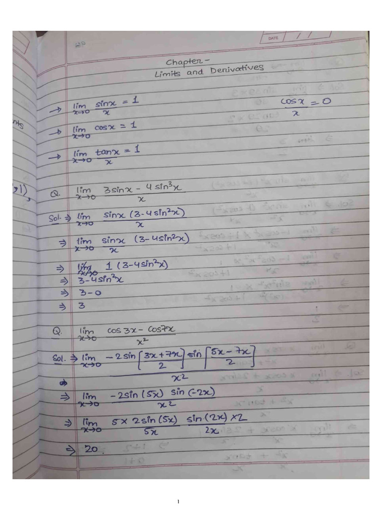 Limits and Derivatives | PDF