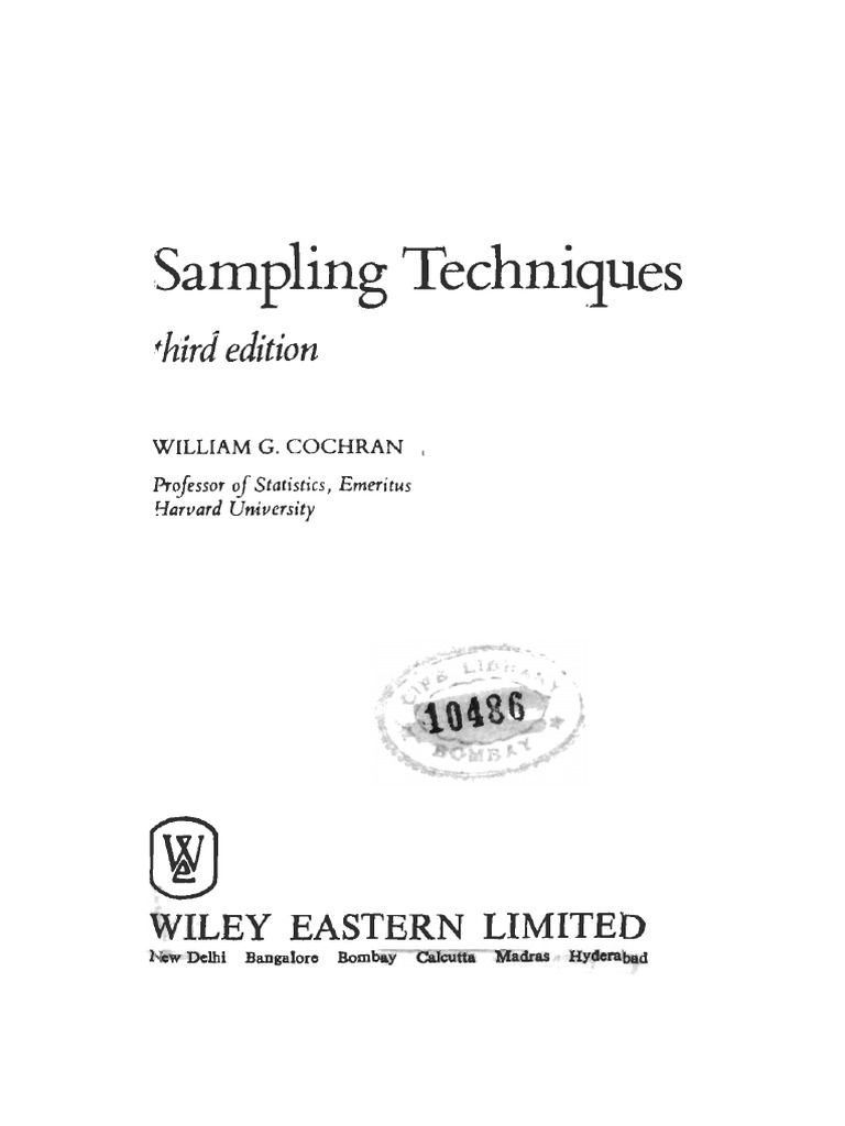 Sampling Techniques ( PDFDrive ) | PDF | Estimator | Sampling (Statistics)
