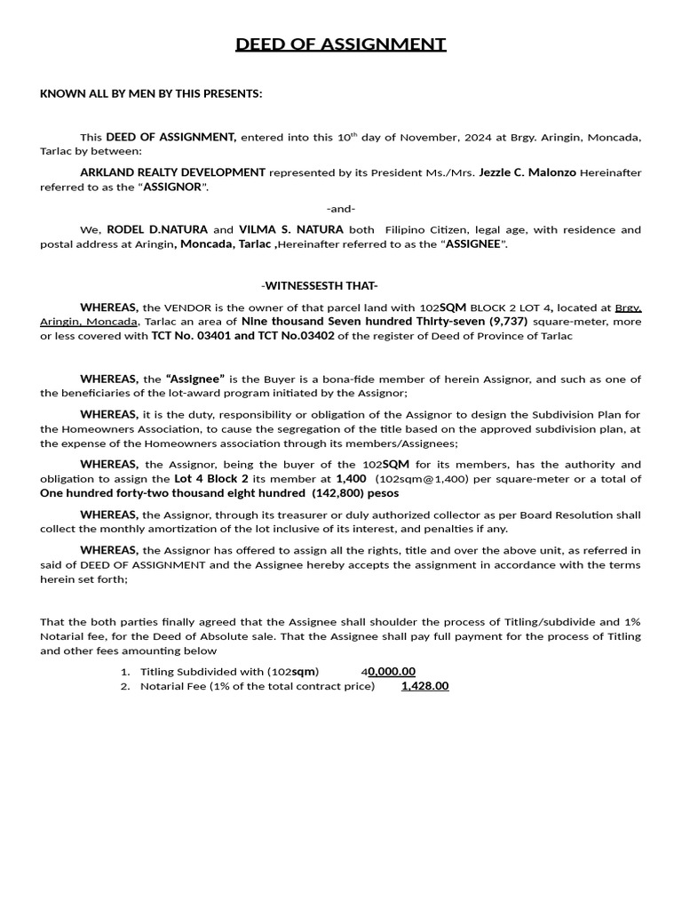 Doa Rodel Natura | PDF | Assignment (Law) | Business Law