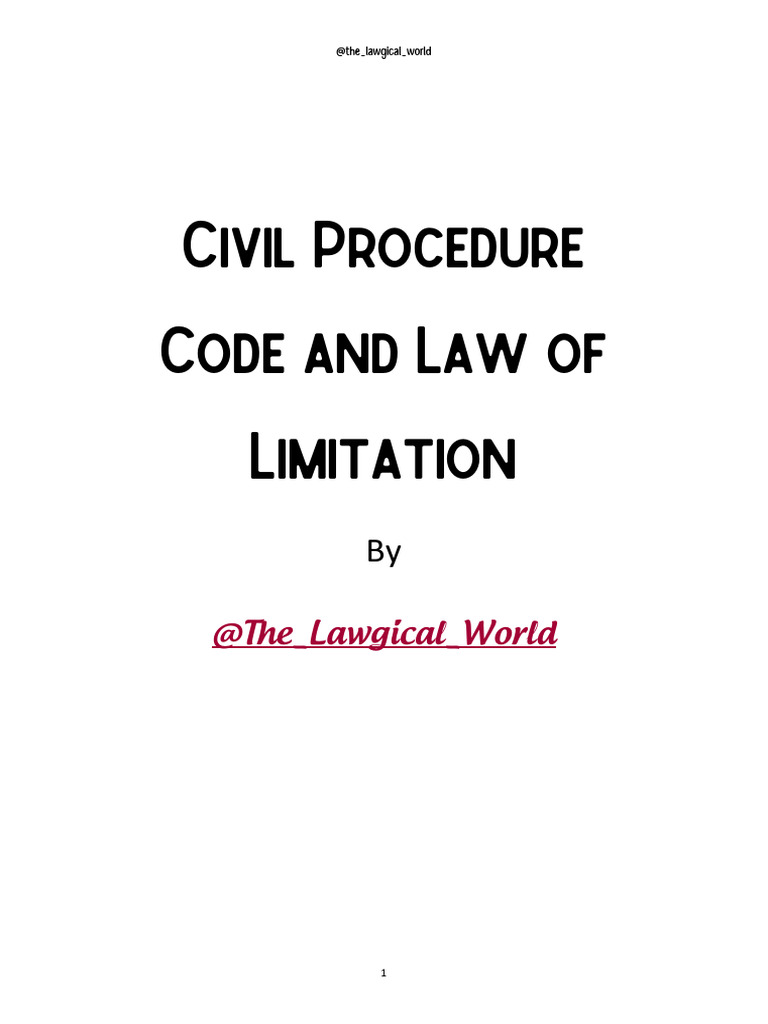 Civil Procedure Code and Law of Limitation Unit 3 | PDF | Discovery ...