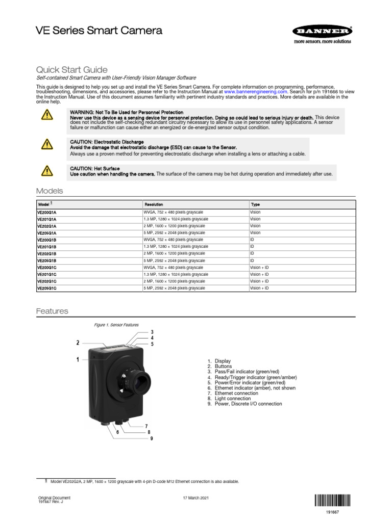 VE Series Smart Camera | PDF | Menu (Computing) | Camera Lens
