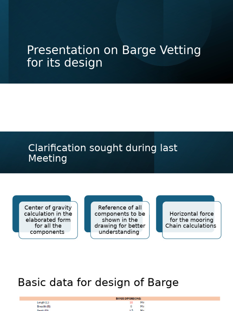Presentation On Barge Vetting For Its Design | PDF