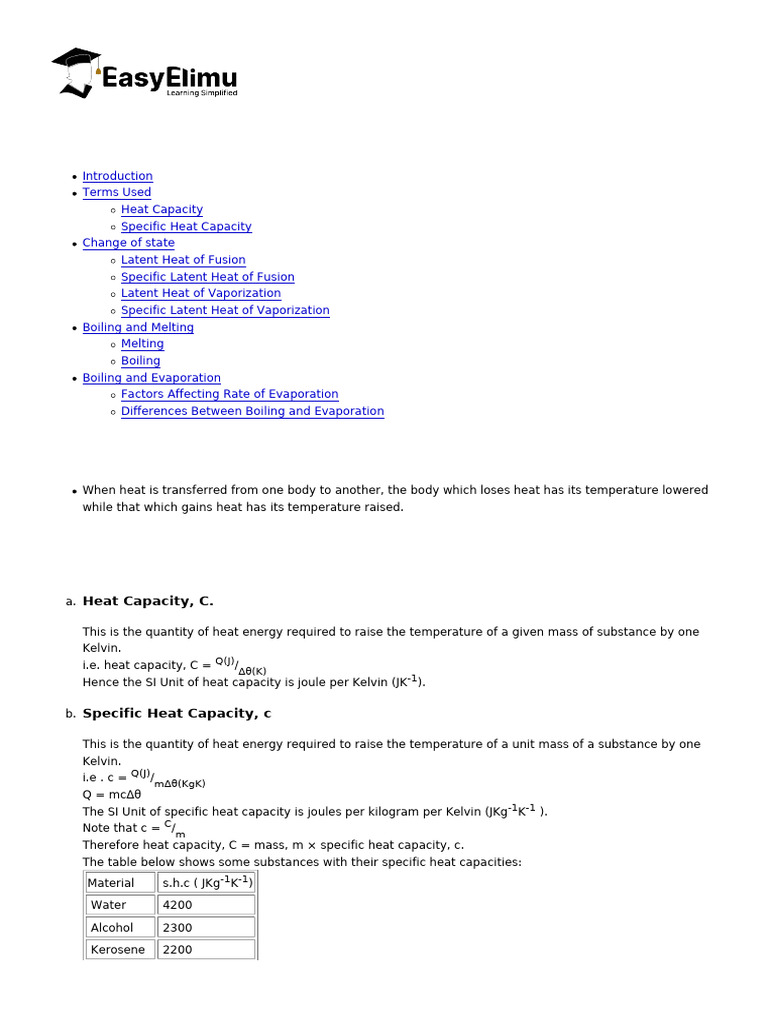 Hsquantity of Heat - Form 3 Physics Notes-1086 | PDF | Evaporation ...