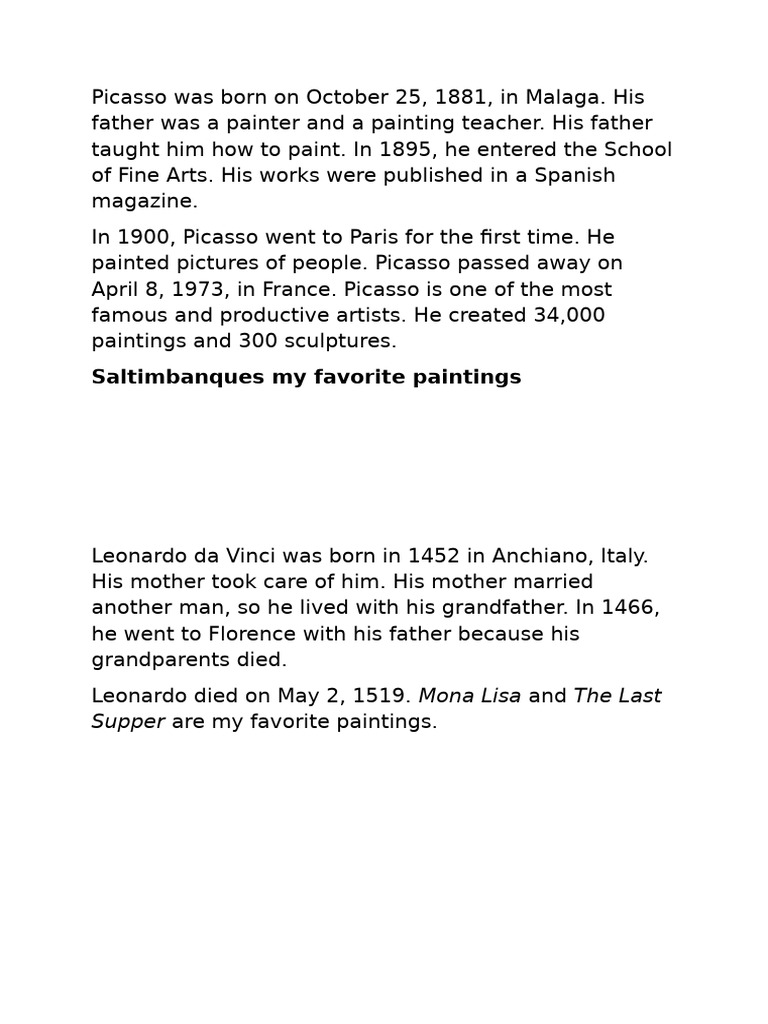 Picasso Was Born On October 25 | PDF