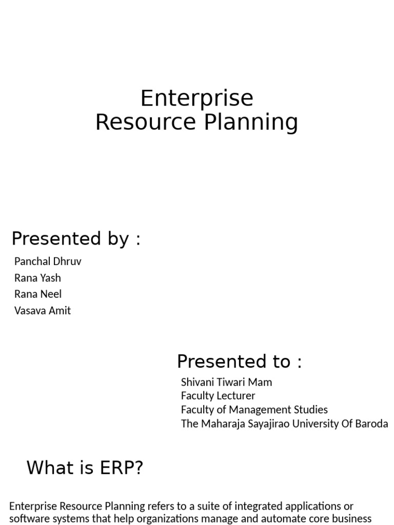 ICT Presentation ERP | PDF | Enterprise Resource Planning | Cloud Computing