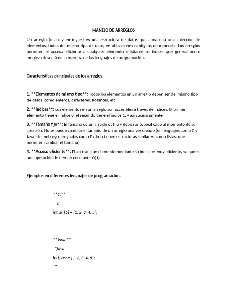 Guía Completa de Arreglos en C | PDF | Puntero (Programación de ...