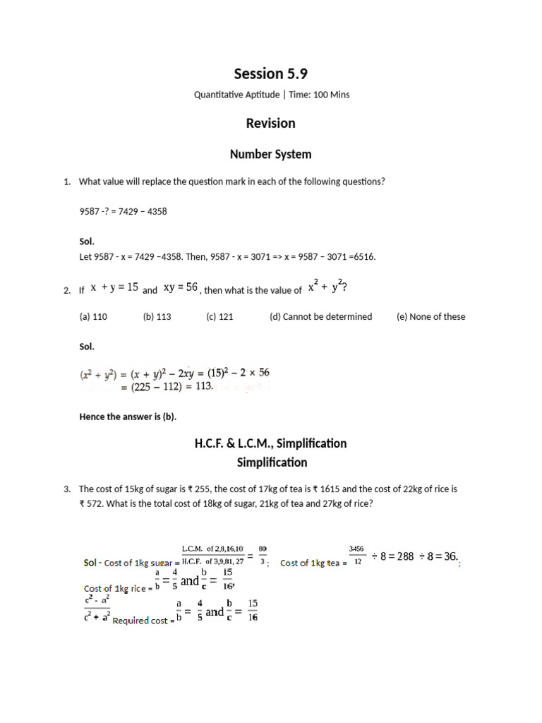 Session 5.9 - Activity 2 - Quantitative Aptitude Revision Questions | PDF | Sphere
