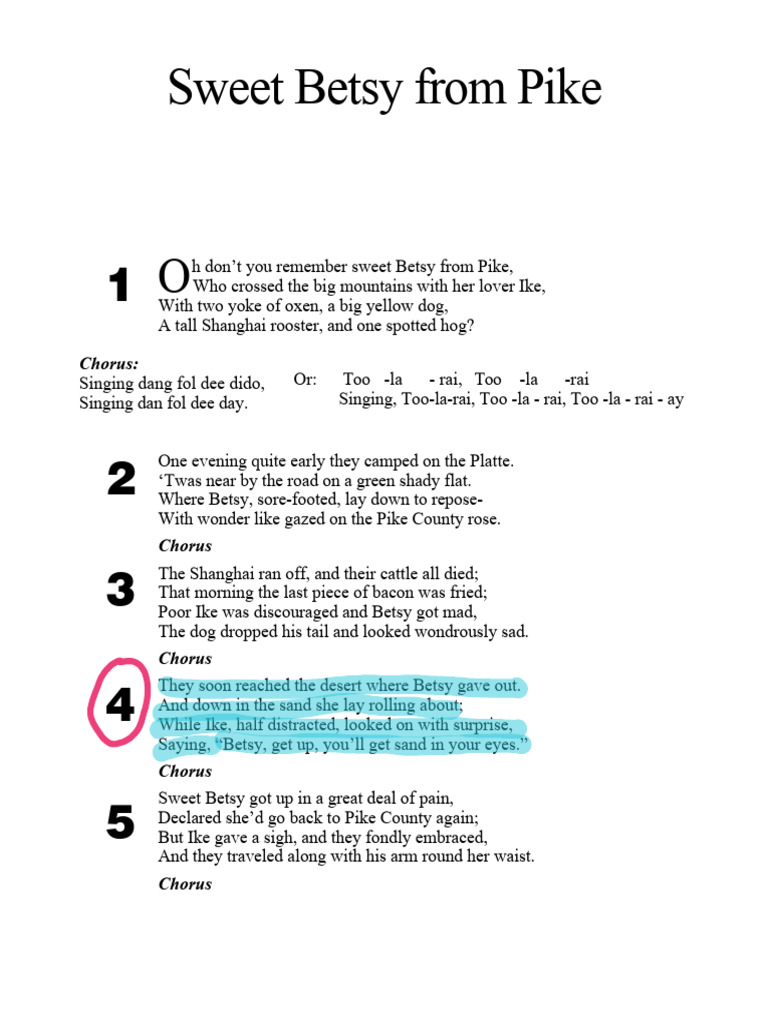 Lexi Anderson-Cohen - Sweet Betsy From Pike Lyrics | PDF