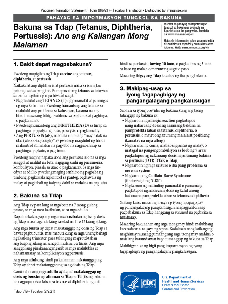 Tagalog Tdap | PDF