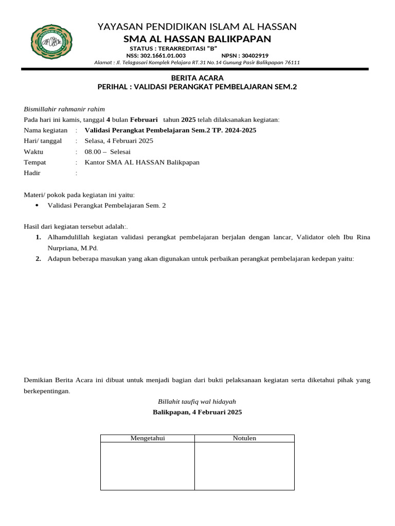 Validasi Bu Rina | PDF
