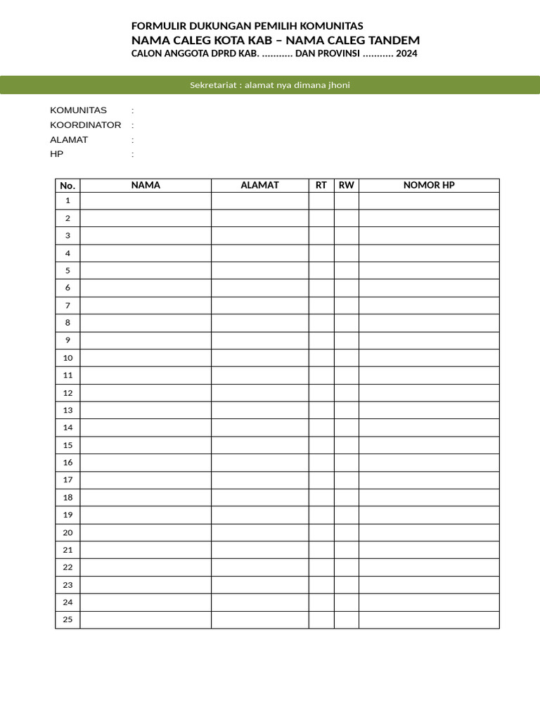 Form Pendukung Komunitas | PDF