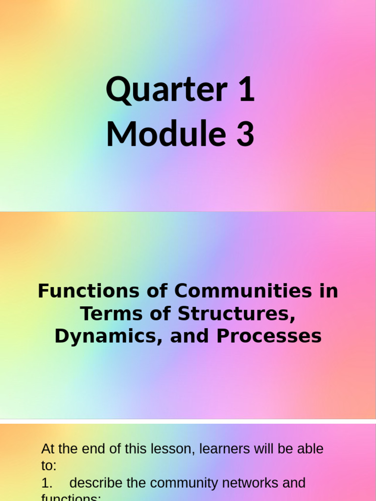 SC Module 3 Functions of Community | PDF | Community | Leadership