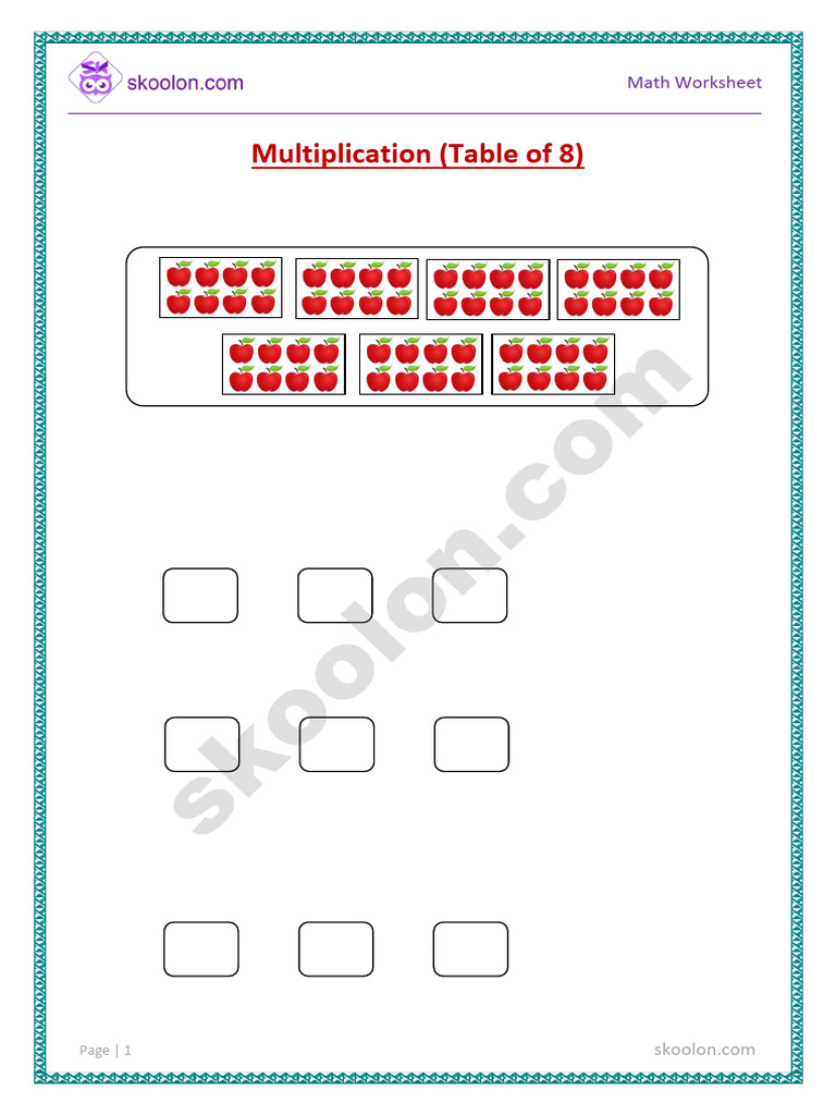 G3 Math Multiplication Table of 8 745 | PDF