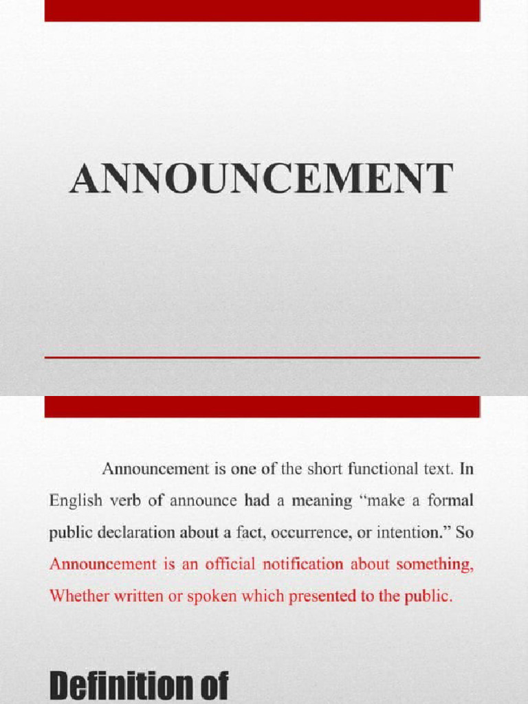 Announcement X | PDF