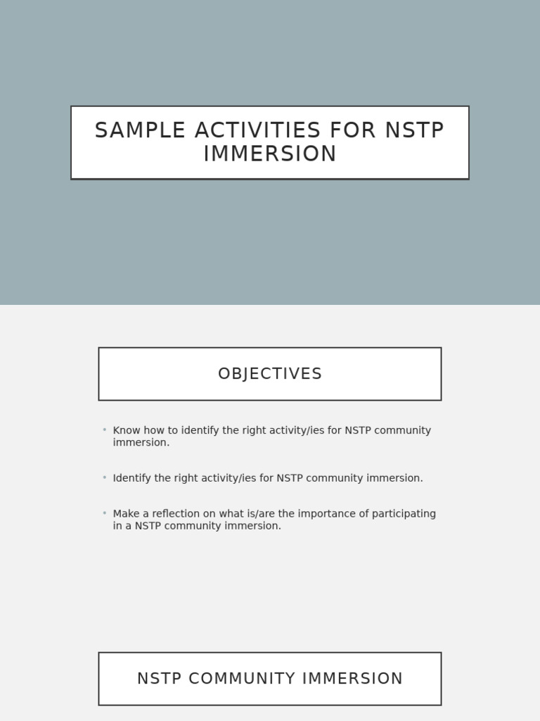 Sample Activities For NSTP Immersion | PDF
