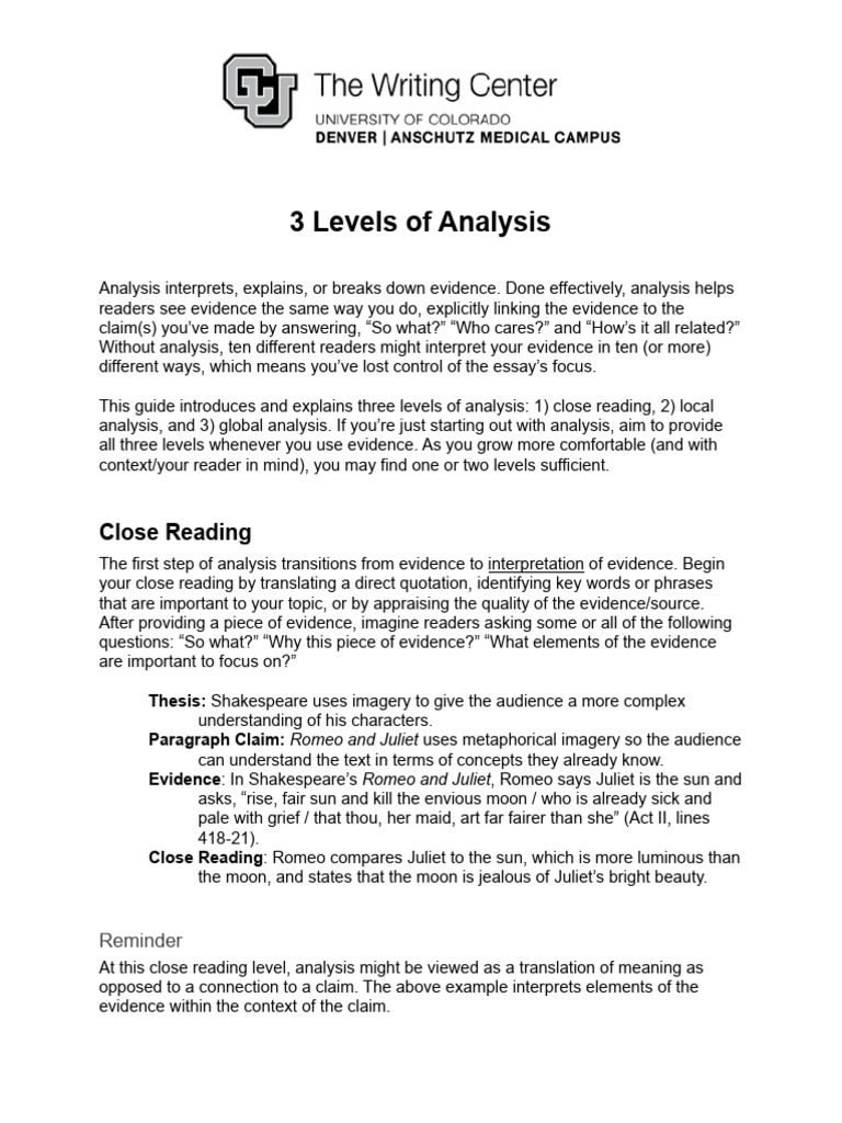 3 Levels of Analysis | PDF | Juliet | Essays