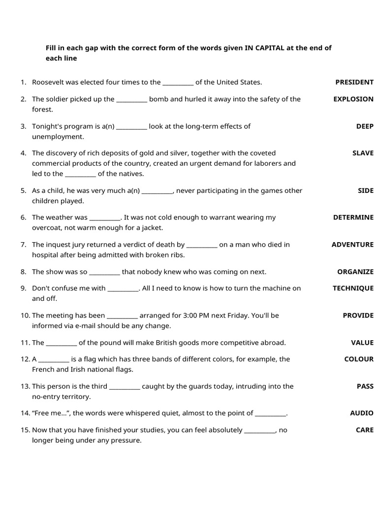 Word Formation Practice #2 - CAE+ Level | PDF