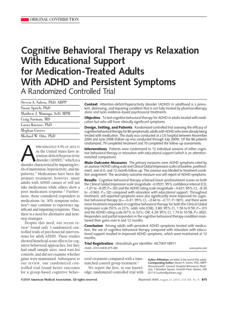 CBT for ADHD | PDF | Attention Deficit Hyperactivity Disorder | Mental Disorder