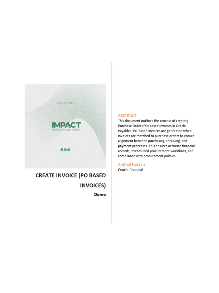 Create Invoice (PO Based Invoice) | PDF | Accounts Payable | Receipt