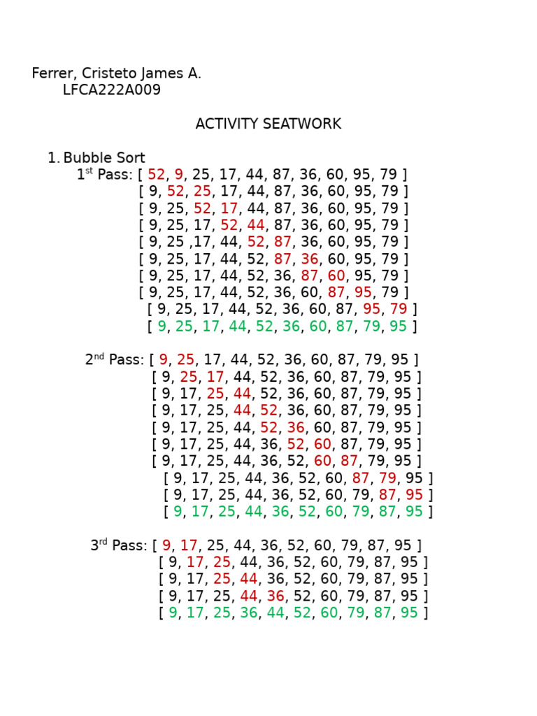 ACTIVITY SEATWORK | PDF | Algorithms And Data Structures | Algorithms