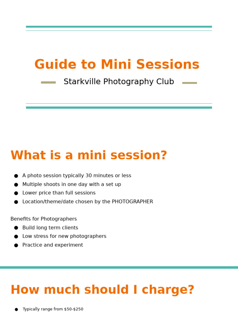 Mini Photography Session Guide | PDF | Fee | Photographer