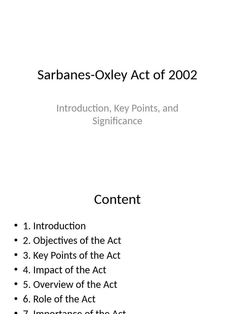 Sarbanes Oxley Act 2002 Complete Presentation | PDF