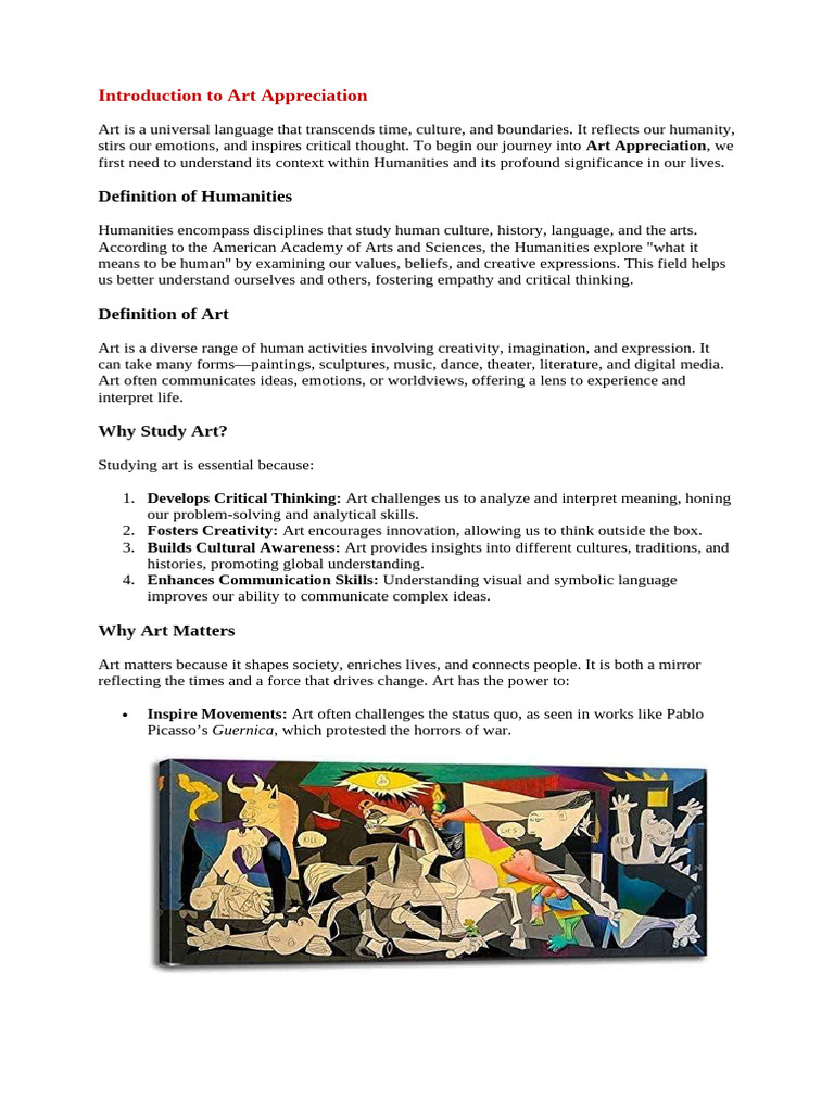 Introduction To Art Appreciation 25 | PDF | Humanities | Critical Thinking