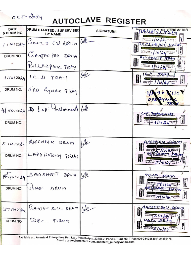 Autoclave Register | PDF