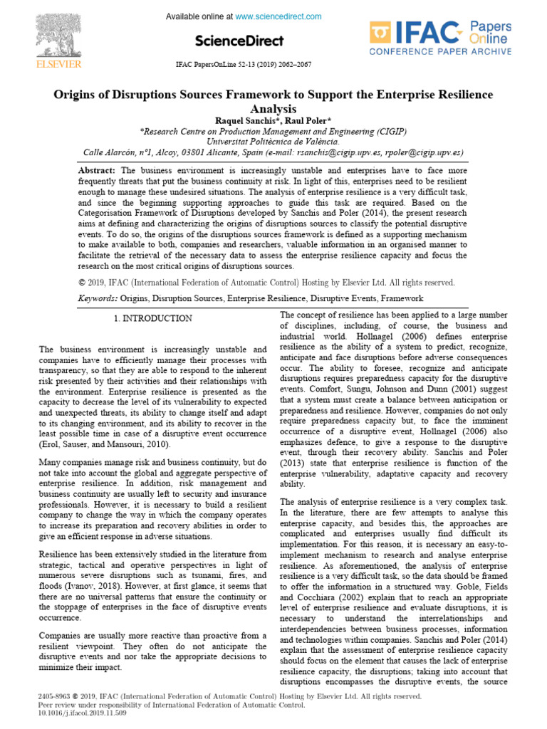 Origins of Disruptions Sources Framework | PDF | Goods | Information