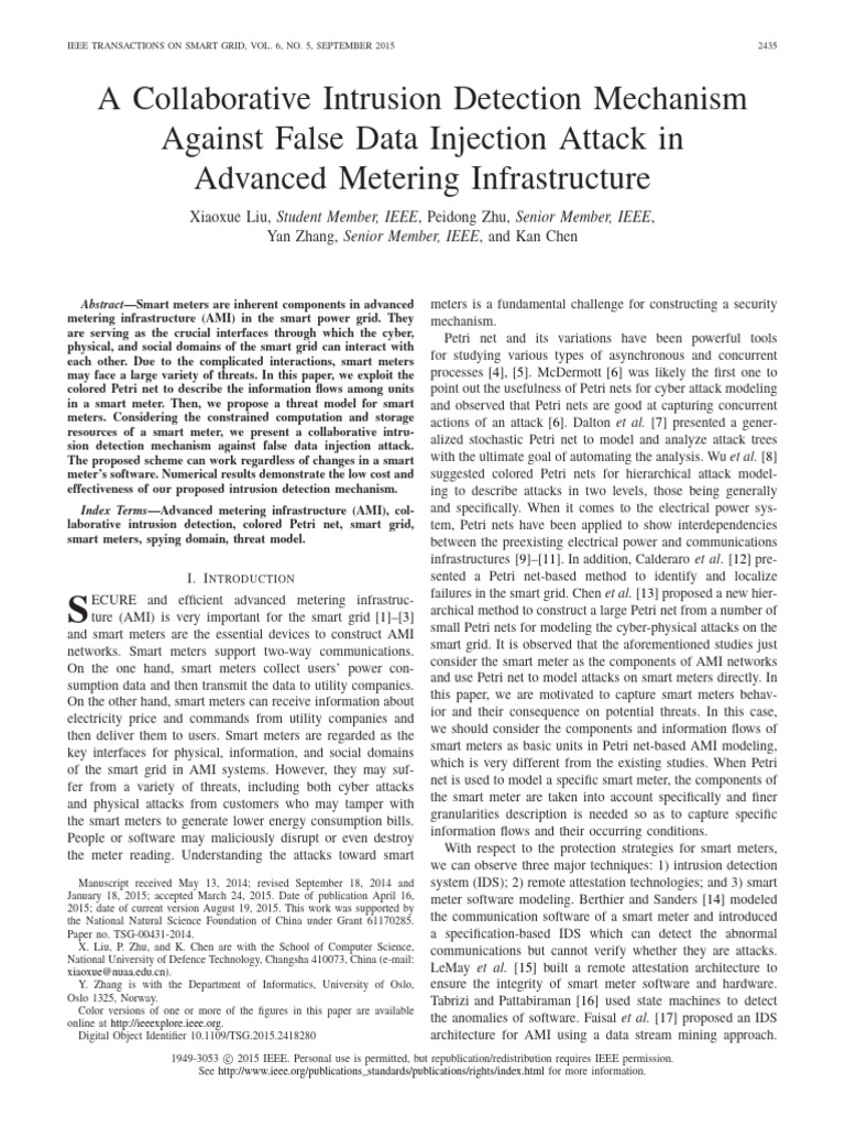 A Collaborative Intrusion Detection Mechanism Against False Data Injection Attack in Advanced ...