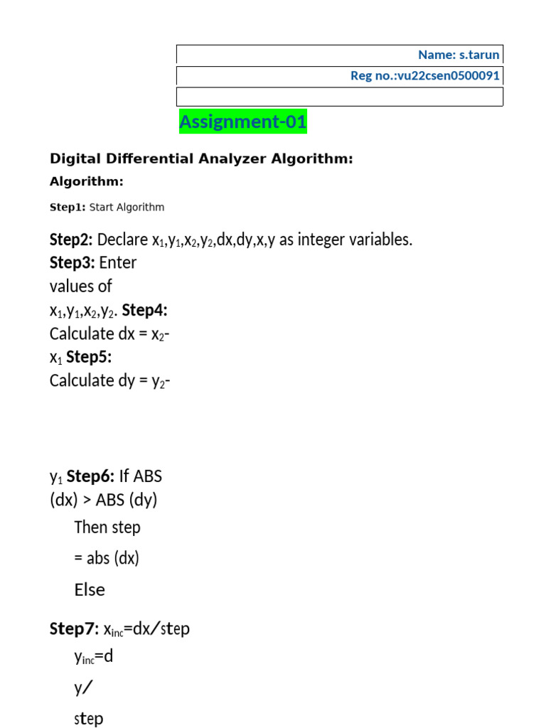 Graphics Algorithms: DDA, Bresenham, Circle, Ellipse | PDF | Computer Graphics | Graphics