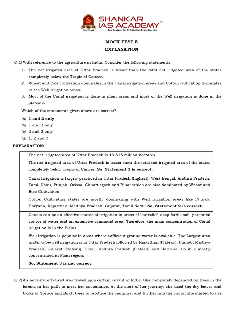 Kashmir Mock Test 5 Explanation.docx | PDF