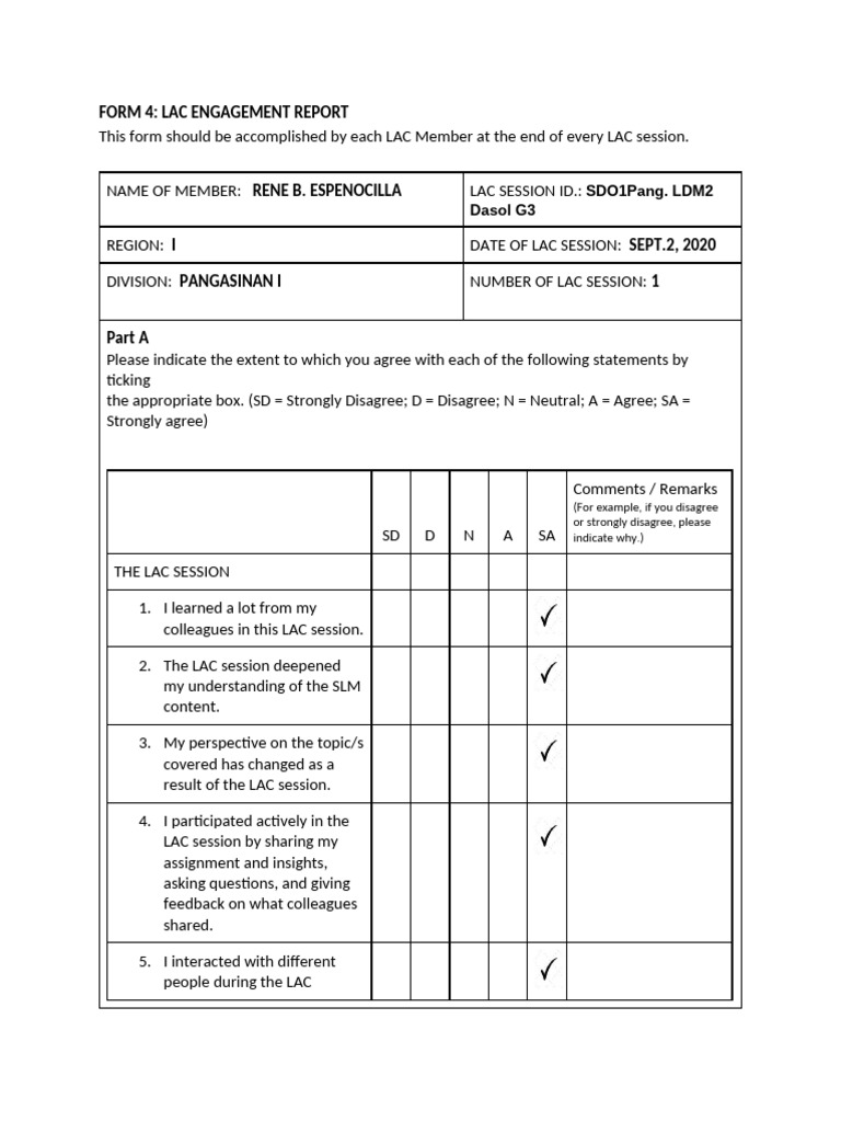 LAC Engagement Report Template | PDF