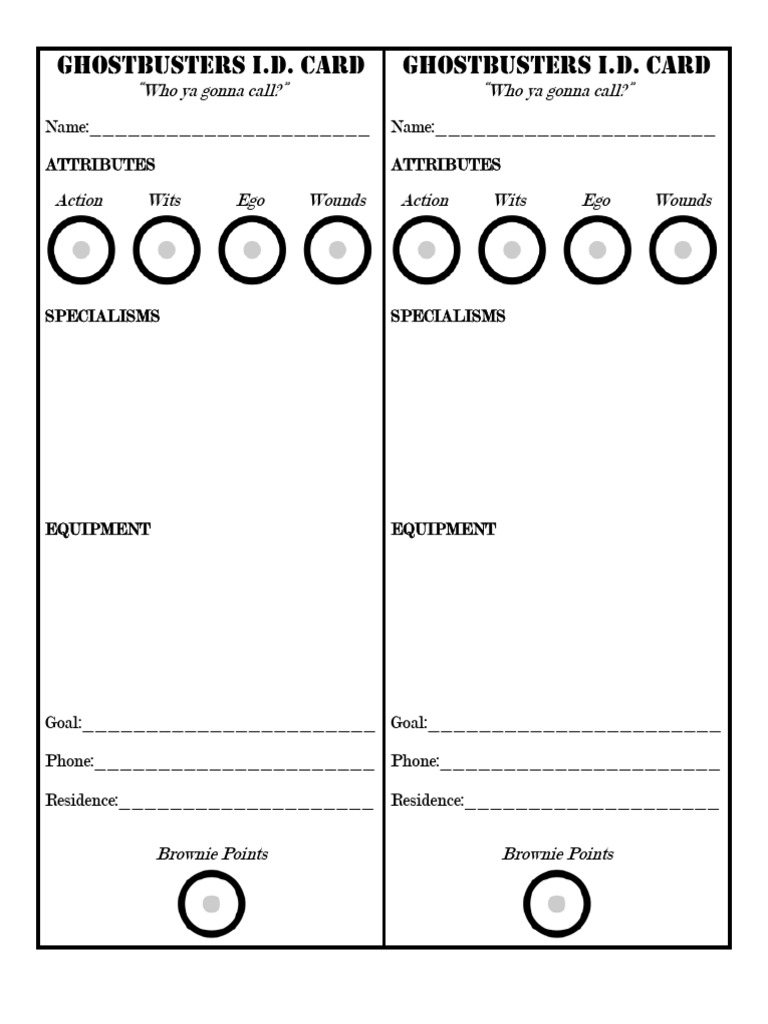 Ghostbusters ID Card | PDF