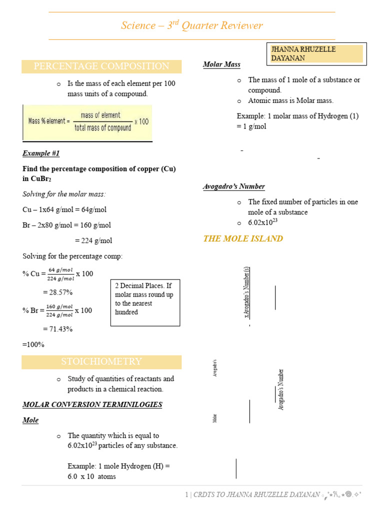 Chemistry 3rd Quarter Review Guide | PDF | Mole (Unit) | Gases