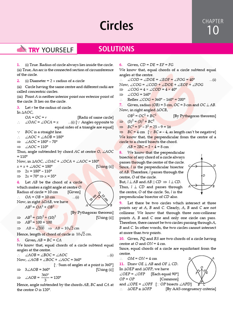 Circle Geometry Solutions and Proofs | PDF | Circle | Perpendicular