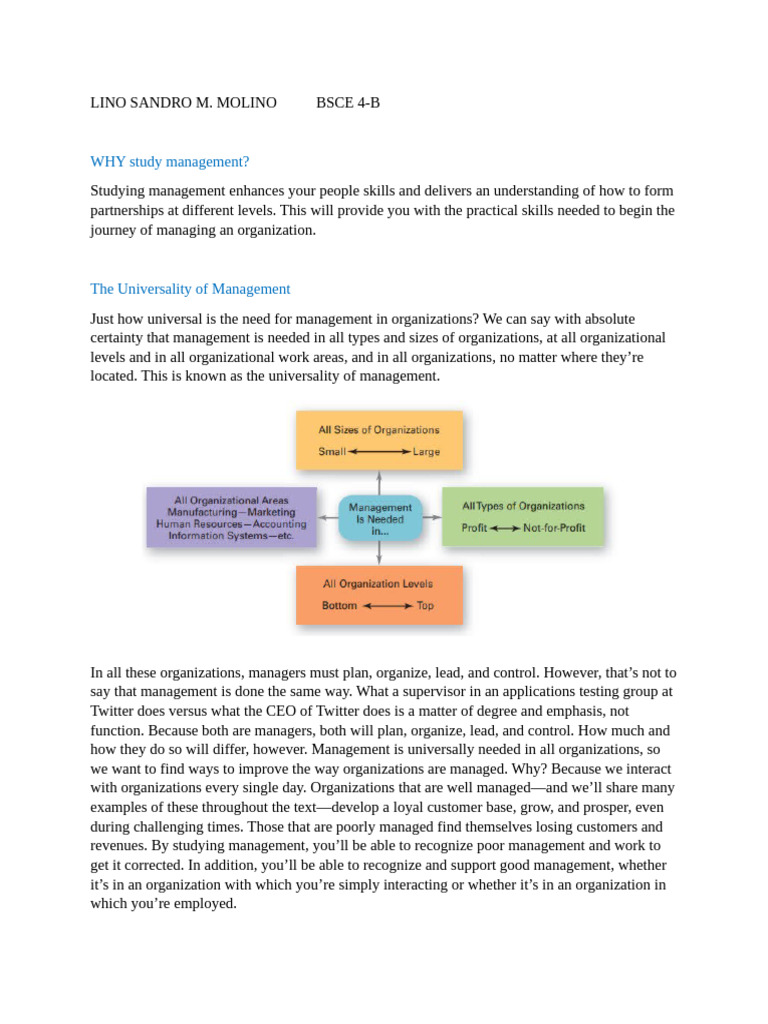 Why Study Management. | PDF | Business Economics | Organizational Behavior