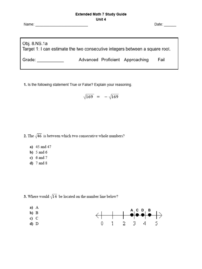 Math 7E - Unit 4 Study Guide-1 | PDF | Numbers | Rational Number
