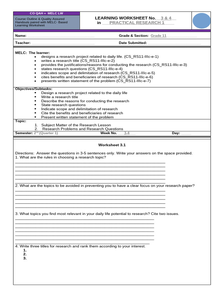 PR-1-Module-3-Week-3-Week-4-Worksheet | PDF | Question | Cognitive Science