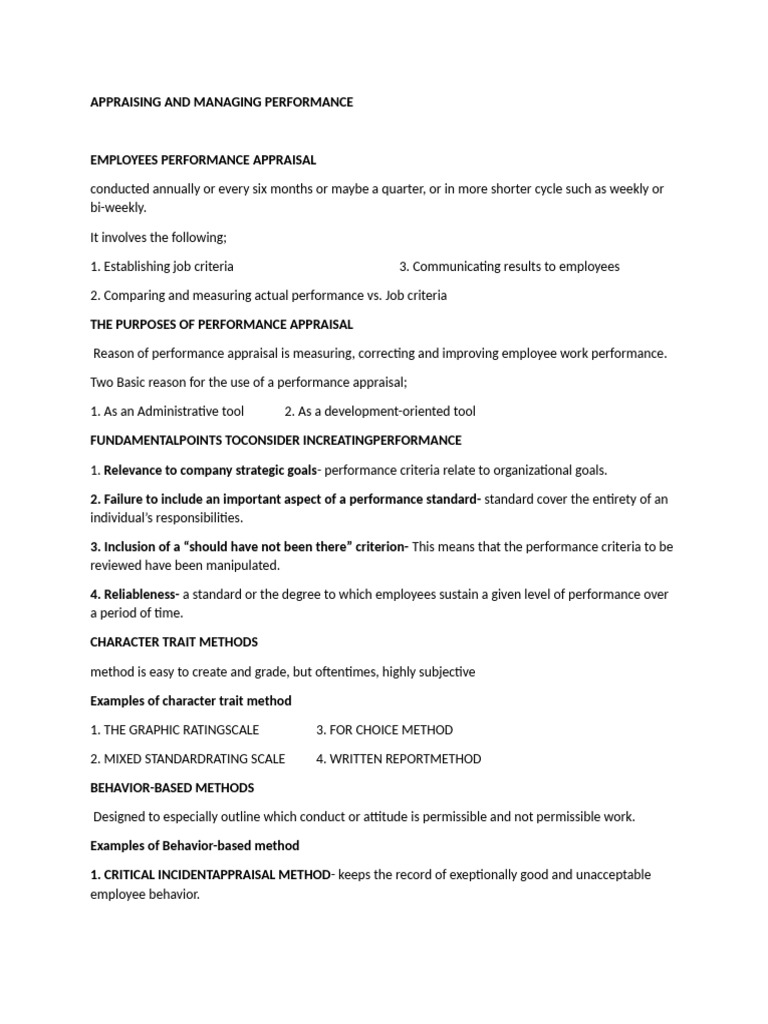 Performance Appraisal Methods Explained | PDF | Performance Appraisal ...