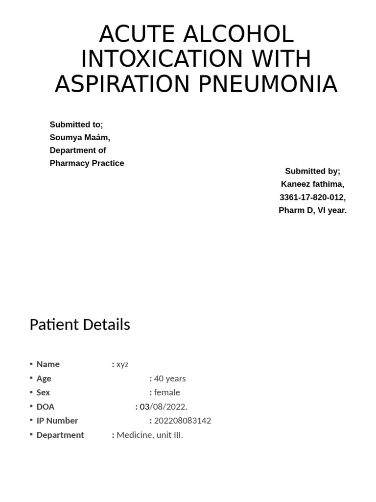 Alcohol Intoxication 6th Year 1 | PDF | Alcohol Intoxication | Medical ...