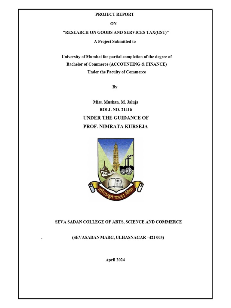 GST Research Project Report | PDF | Value Added Tax | Taxes